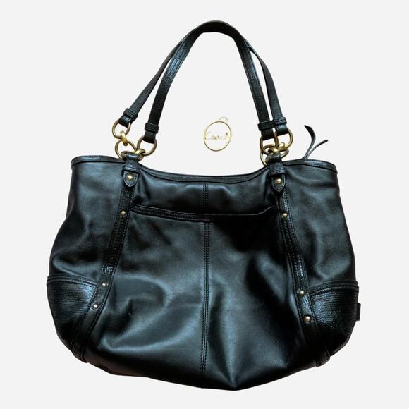 Coach | Bags | Coach Black Leather Purse With Gold Hardware And Charm ...